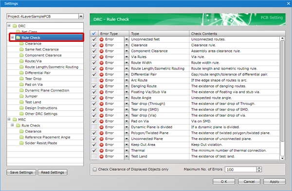 PCB Layout CAD - Rule Check (DRC)